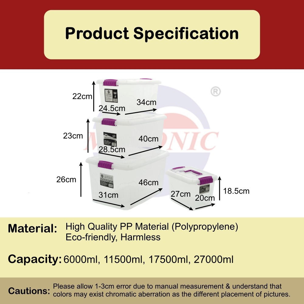 MAXONIC Raya Combo Set 4 in 1 Multipurpose Storage Box Plastic ...