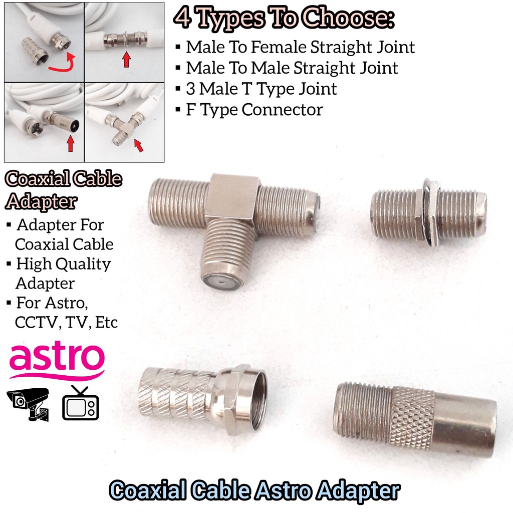 4 Type Coaxial Cable Adapter Astro Plug Joint Connector Or Electrical ...