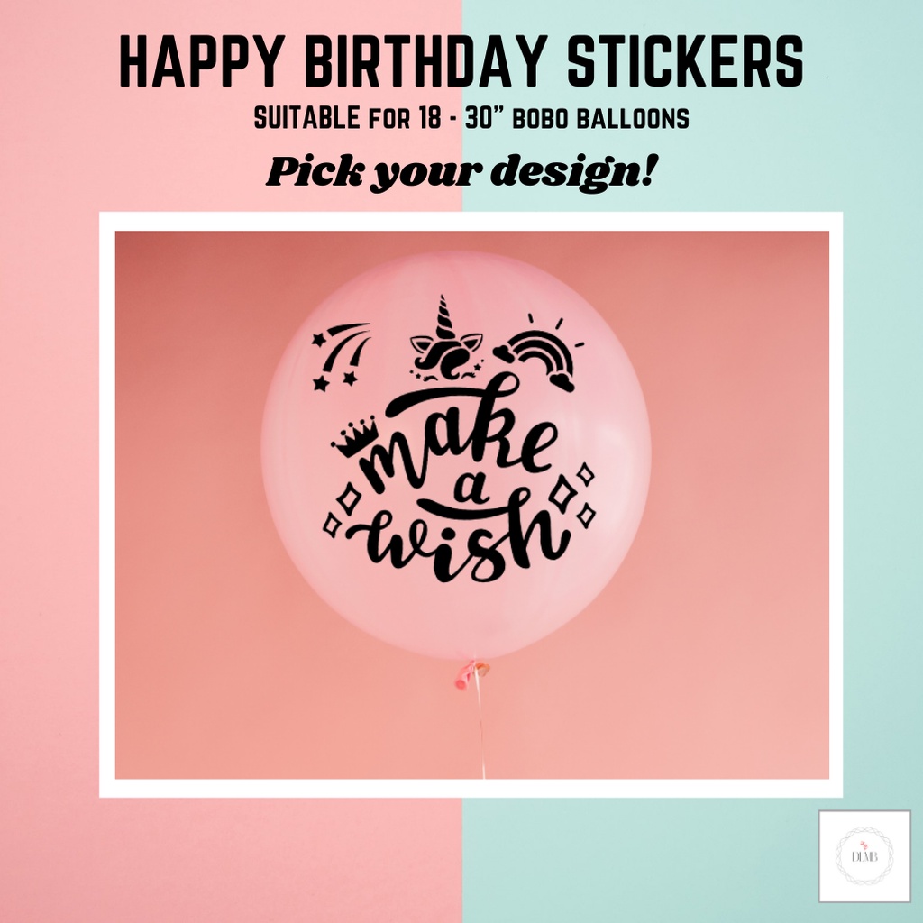/* A4 size HAPPY BIRTHDAY sticker for BOBO BALLOON 18-30"// STIKER ...