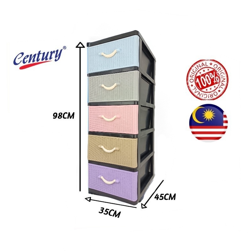 Century Drawer 5 TIER Clothes Cabinet Storage Organizer Laci Kabinet ...