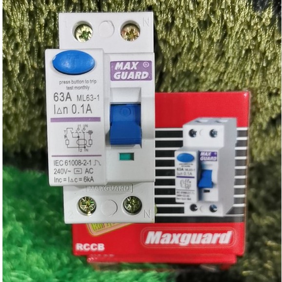 MAXGUARD ELCB / RCCB - 63A 2 POLE (100mA) [SIRIM APPROVED] | Shopee Malaysia