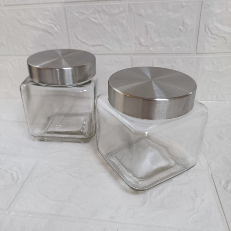 500ml Aluminium Airtight lid Square Glass Jar Container Thick quality ...