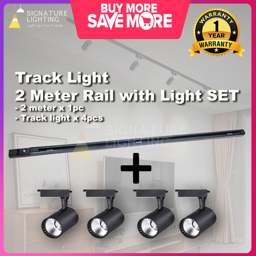 Track light [ Set ] Led With 2 Meter Rail Track + 4 Led Track Light 12w ...