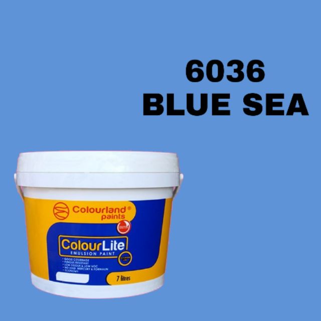 7LITRE COLOURLAND COLOURLITE EMULSION PAINT (6036 BLUE SEA) | Shopee ...