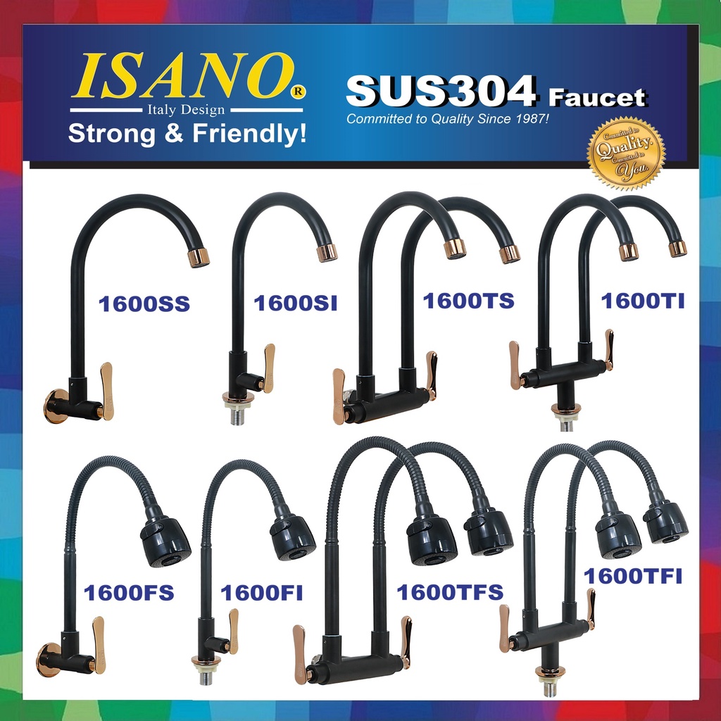 ISANO 1/2" Kitchen Sink Faucet Swan Tap Flexible Rotating Hose Nano ...