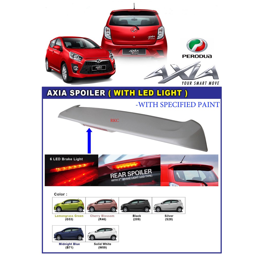 PERODUA AXIA OEM SPOILER W/LED | Shopee Malaysia