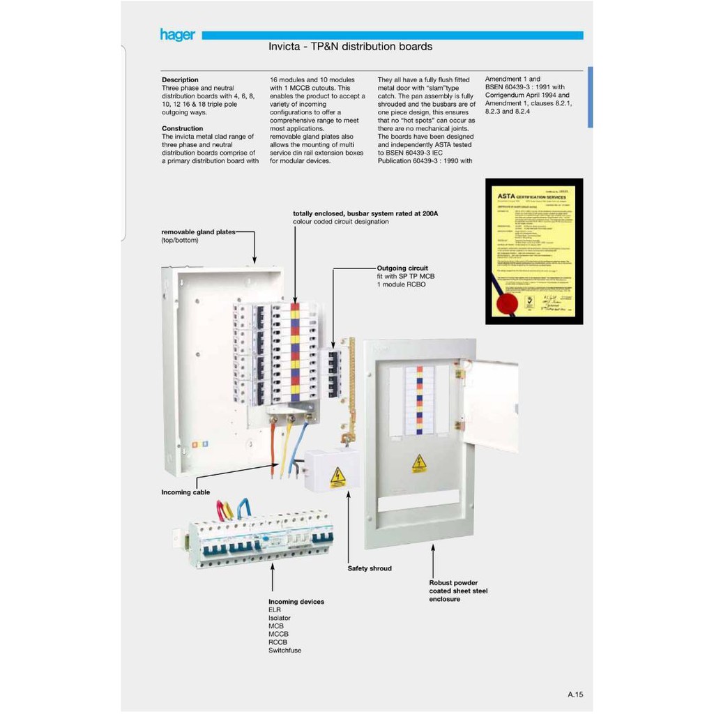 HAGER TP&N DISTRIBUTION BOARDS FOR INCOMER FUSE SWITCH/MCB/MCCB ...