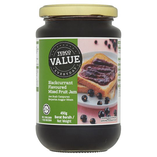 Tesco Everyday Value Blackcurrant Flavoured Mixed Fruit Jam 450g ...