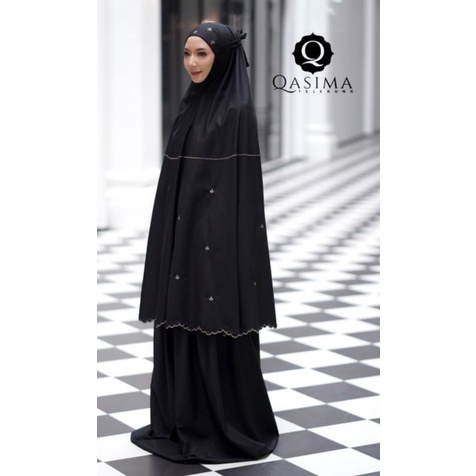 Telekung Ramadhan Hitam Sulam Tangan Manja Collection, lengkap dengan ...