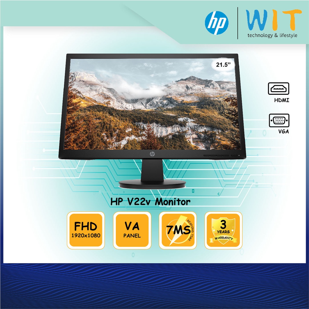 HP V22v FHD Monitor - 21.5" / 7ms /1920 x 1080 FHD / VA Panel / HDMI ...