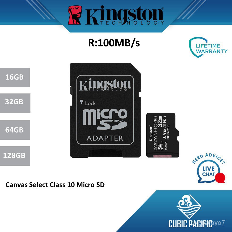 Kingston canvas select micro sd/microsd sdcs2 100mb/s /select plus class 10 ush-1 7weg | BeeCost