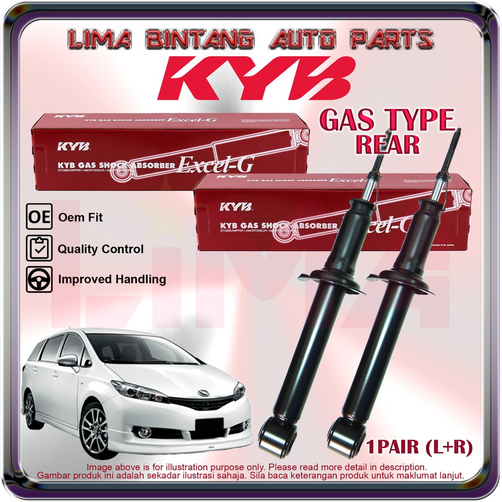( 1Pair ) Toyota Wish Sepet ZGE20 , ZGE21 , ZGE22 , ZGE25 Rear Shock Absorber Gas KAYABA KYB ...
