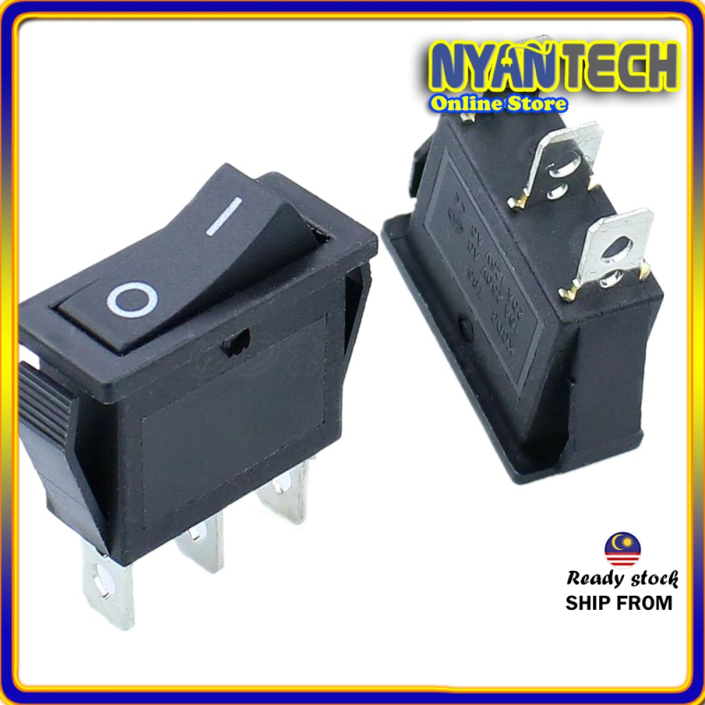 KCD3 Mini Rocker Switch 3 Pins ON-OFF 2 Position Black Boat Power ...