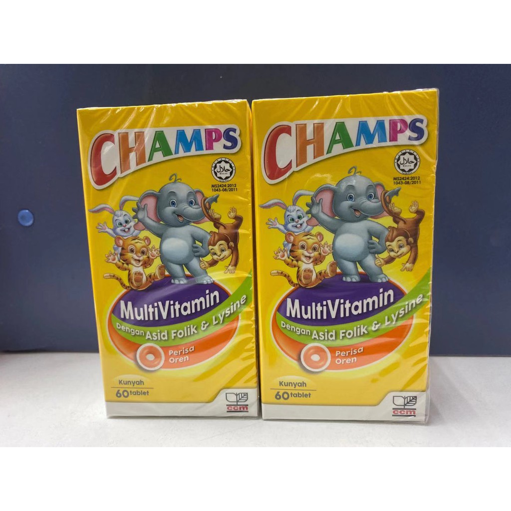 CHAMPS MULTIVITAMIN PLUS FOLIC ACID& LYSINE ORANGE FLAVOUR 60S(SINGLE ...
