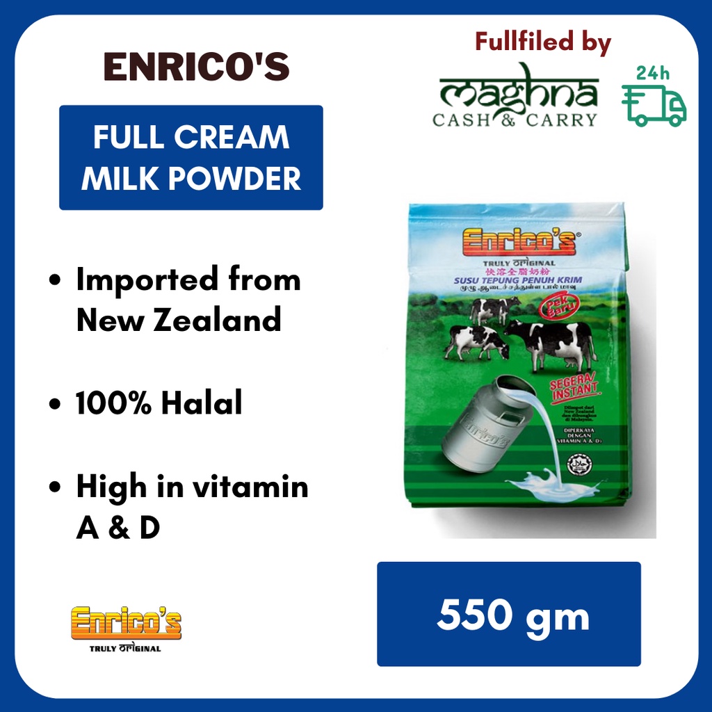Enrico's Full Cream Milk Powder (Susu Tepung Penuh Krim) - 1 Pack (550 ...