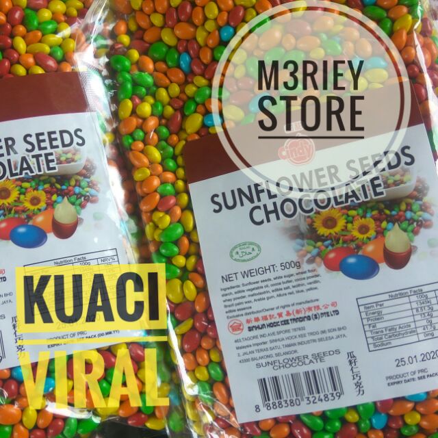 🌻 500 Gram Kuaci Bersalut Coklat Viral Sunflower Seeds Chocolate ...