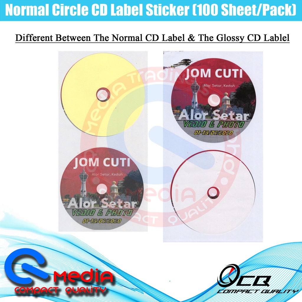 CD Label Sticker (100 Sheet/200 Label) & Glossy Circle CD Label Sticker ...