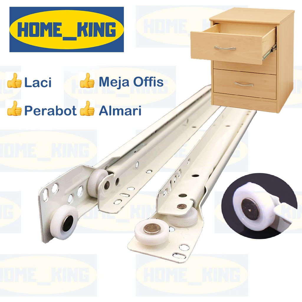 Home King Drawer Slide Roller Runner Drawer Open Drawer Roda Rail Laici ...