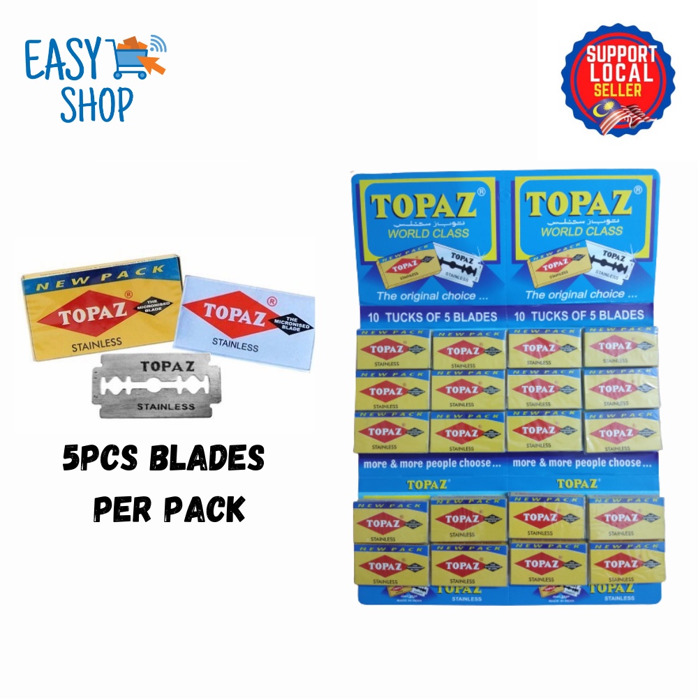 Topaz Stainless Steel Shaving Blade / Mata Pisau Cukur (5Pcs Per Pack ...
