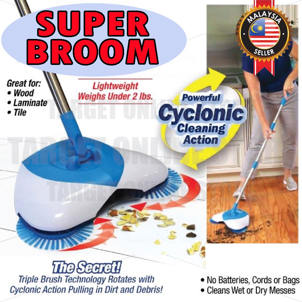 Super Flexible Broom Triple Brush Technology Cordless Sweeper Cleaning ...