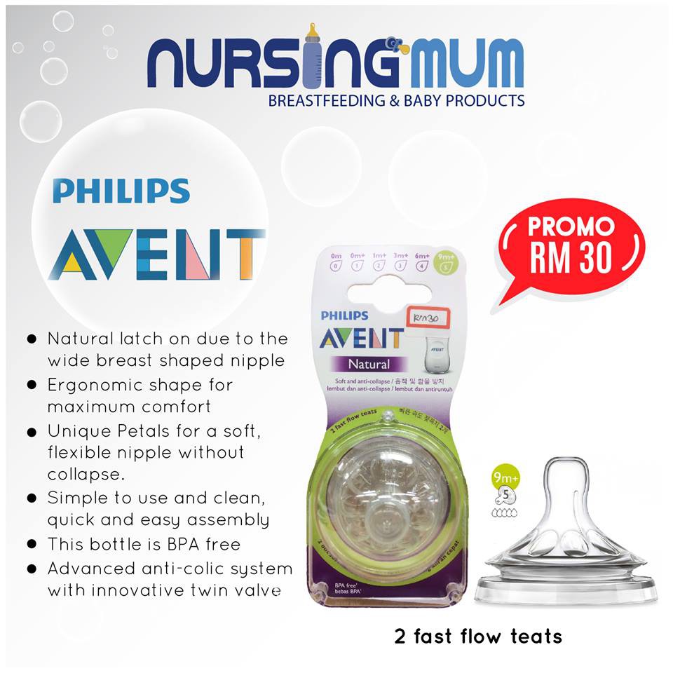 Philips Avent Natural 2 Fast Flow Teats (9m+) | Shopee Malaysia