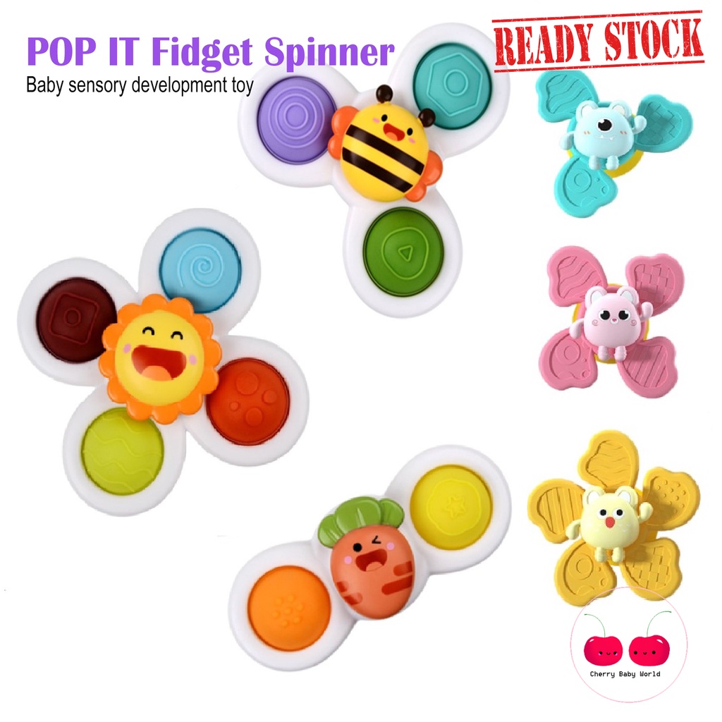 Baby Spinner Toys With POP IT Bath Toys Finger Spinner for Baby Sensory ...
