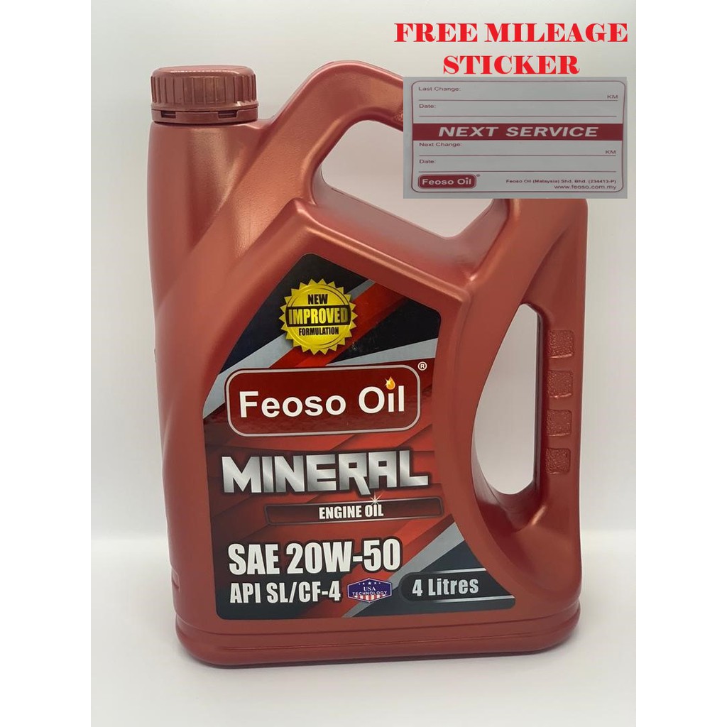 🔥100% ORIGINAL🔥FEOSO OIL MINERAL SAE 20W-50 [READY STOCK] | Shopee Malaysia