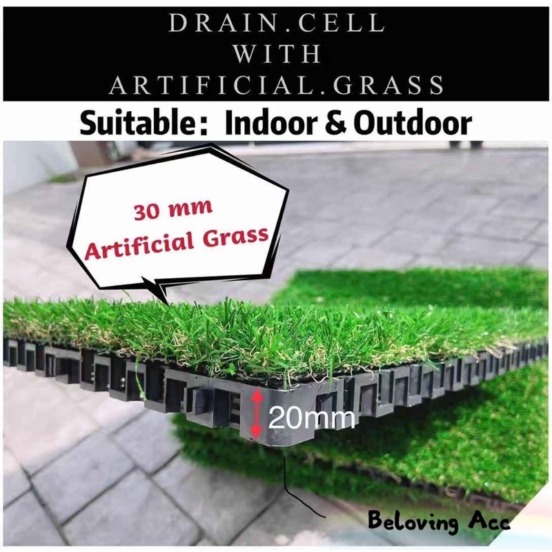 Drain cell with 30mm high artificial grass | Shopee Malaysia
