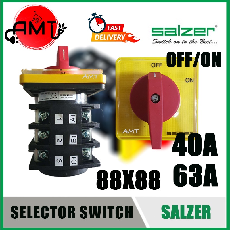 SALZER ON OFF 40A 63A SELECTOR SWITCH ISOLATOR 1P 2P 3P 4P S4061003 ...