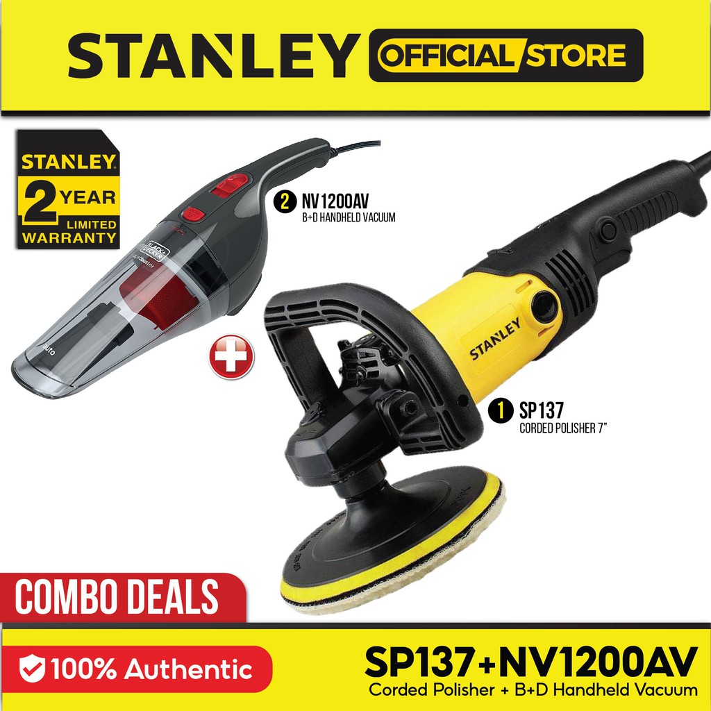 STANLEY Combo SP137 Polisher (7"/180mm/1300W) + BLACK & DECKER Handheld ...