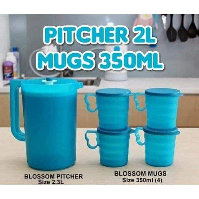 Tupperware Blossom Set (5pcs) - Pitcher 2L / Mugs 350ml | Shopee Malaysia