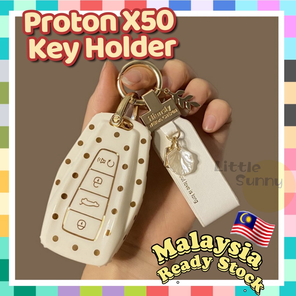 Proton X50 White Colour Seashell Premium Ribbon Car Key Holder Cover ...