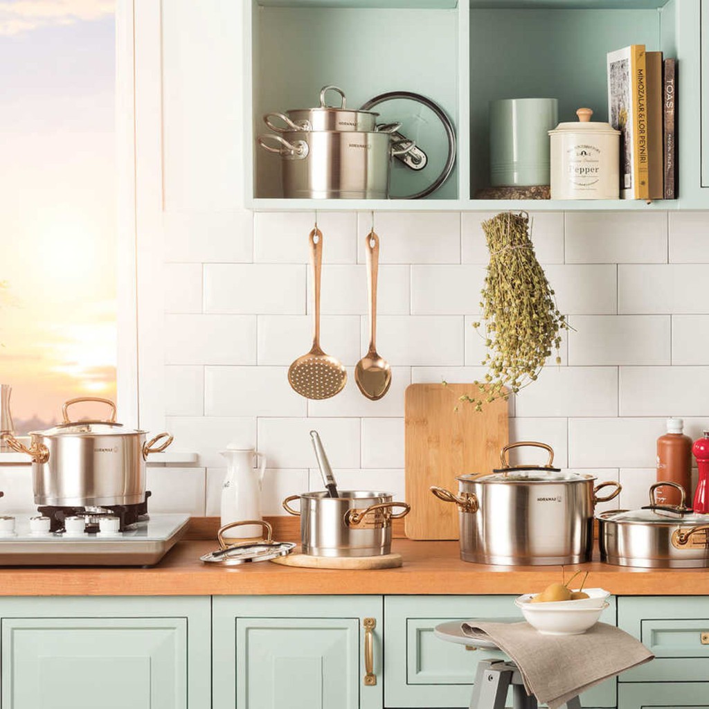Korkmaz Proline 8 Piece Gold Cookware Set A1148 | PGMall