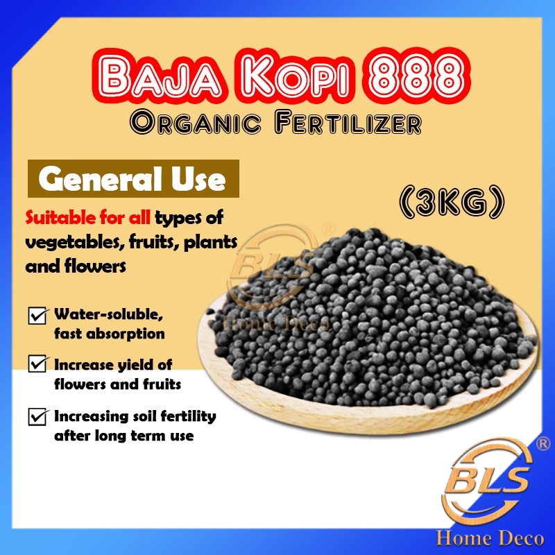 ORGANIC FERTILIZER NPK 888 3 kg BAJA OGANIK BAJA KOPI GARDENING ...