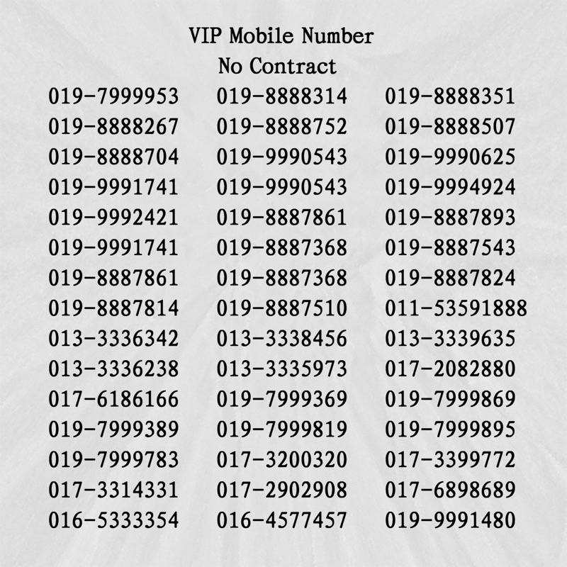 VIP Number 019 VIP Number AAAA 8888 VIP Number AAAA 9999 Nice Phone