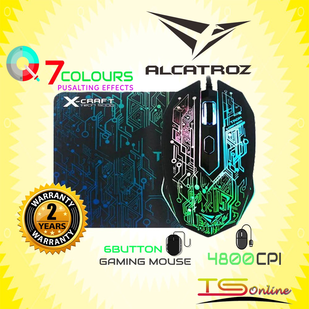 Alcatroz X-Craft PRO TRON 5000 Gaming Mouse Free Mouse Pad | Shopee ...