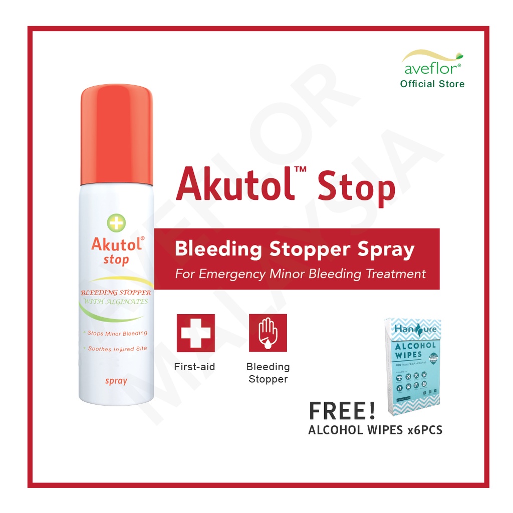 AKUTOL STOP Bleeding Stopper Spray (60ml) | Spray Penghenti Darah Luka ...