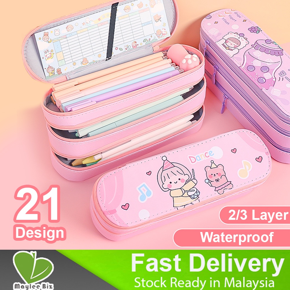 Cute Cartoon Large Capacity Multilayer Pen Pencil Case Box Bag School ...