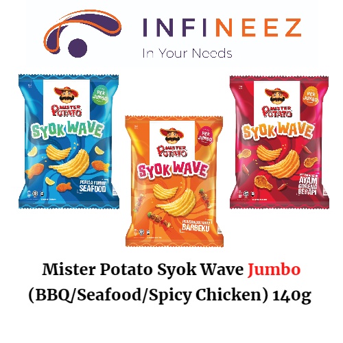 Mister Potato Syok Wave "JUMBO" (BBQ/Seafood/Spicy Chicken) 140g/pkt ...