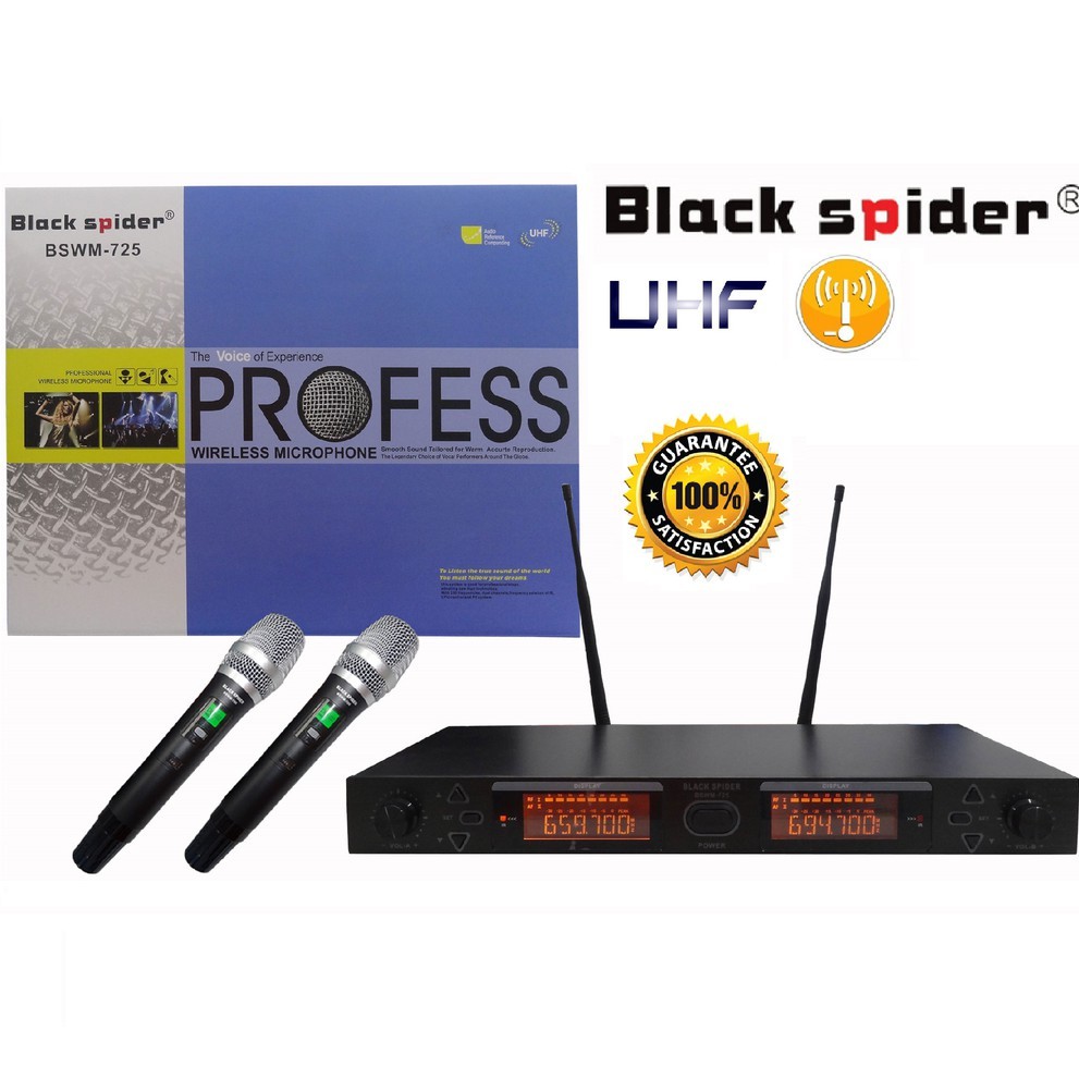 Black Spider BSWM-725 UHF Wireless Microphone (2H) | Shopee Malaysia