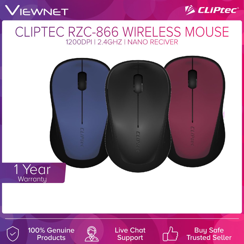 Cliptec wireless optical mouse clip-trax , 1200dpi, 2.4ghz, mini nano ...