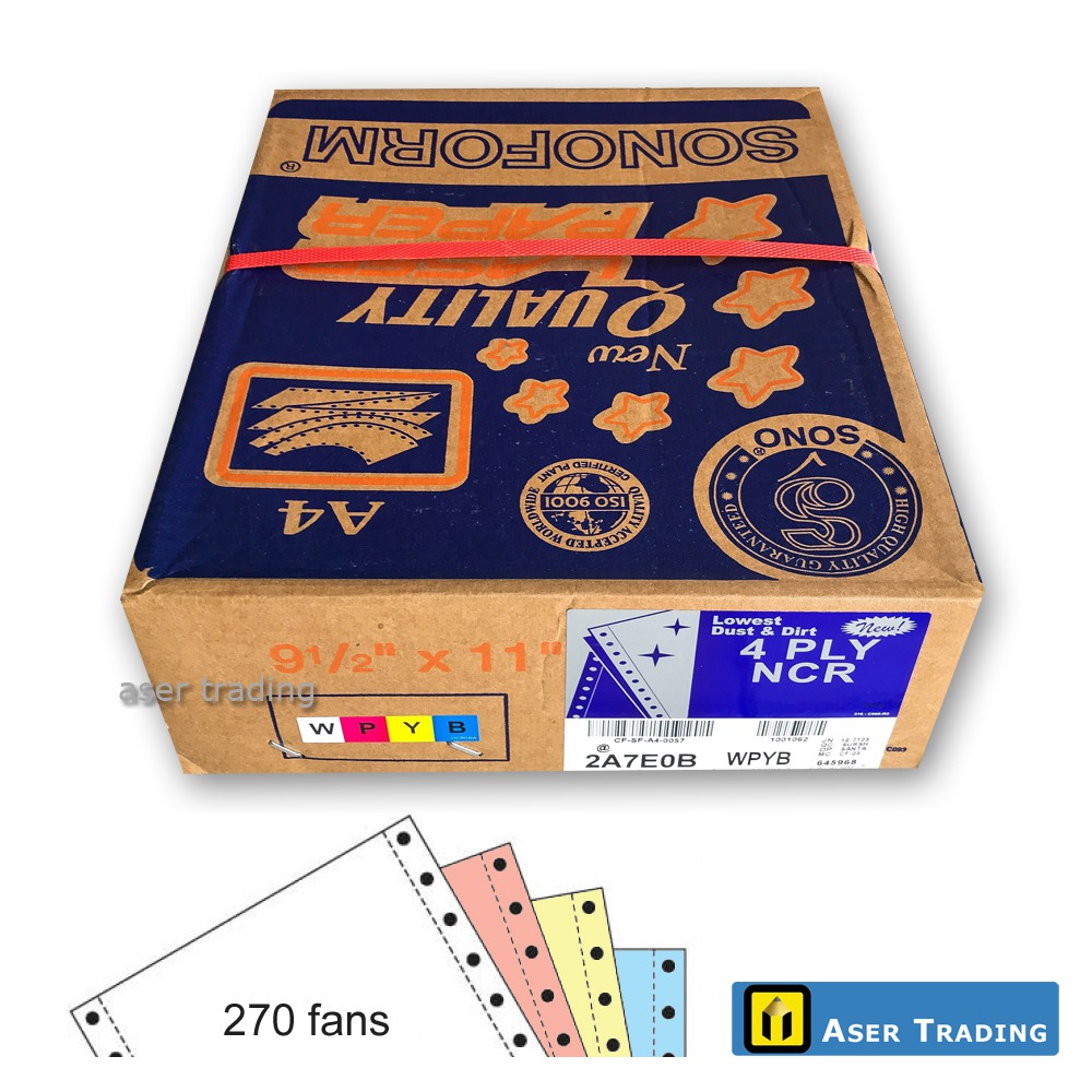 SONOFORM COMPUTER FORM - 4 PLY NCR white/pink/yellow/blue (270FANS ...