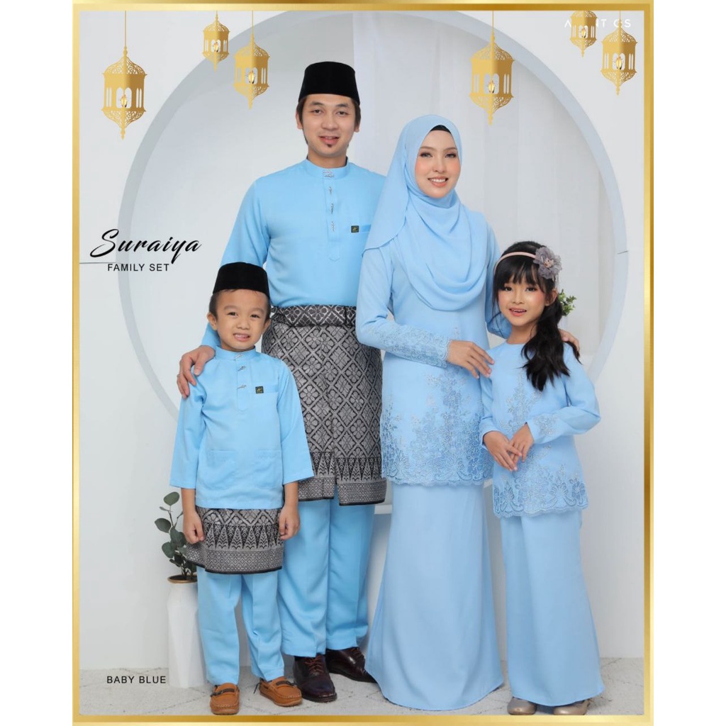 (BABY BLUE) SET FAMILY RAYA 2022. BAJU RAYA SEDONDON IBU ANAK. SET IBU ...