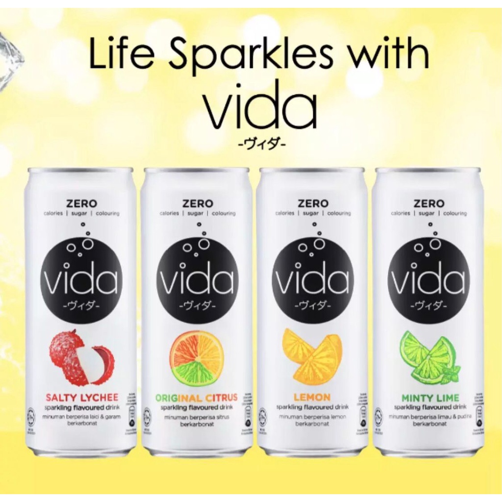 VIDA Zero Sparkling (325ml x 1 Can) - SALTY LYCHEE, ORIGINAL CITRUS ...
