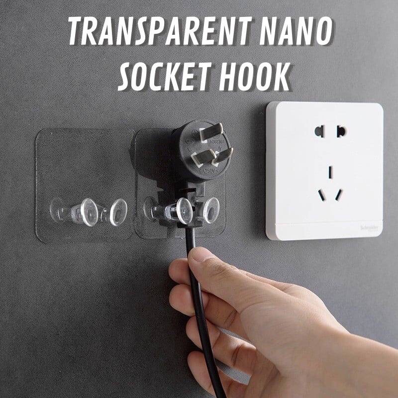 Transparent Nano Socket Hook cangkuk wayar socket penyangkut pelbagai barang lekat kuat tahan ...