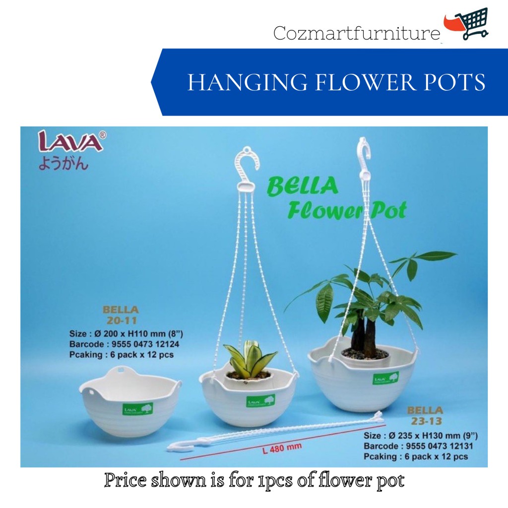 [Readystock!!!] Lava Bella Plastic Hanger Flower Pot/Hooked Garden ...