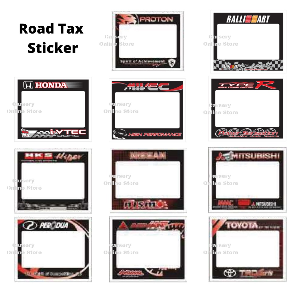 Car Road Tax Sticker (Type 1) RalliArt Advan nismo TypeR Toyota TRD ...