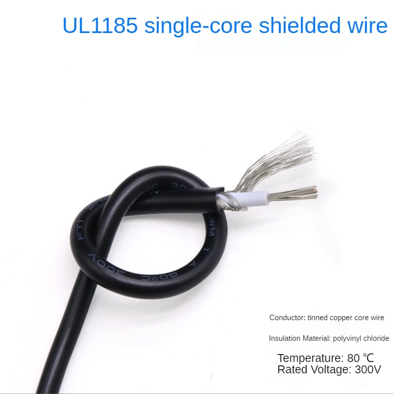 UL1185 26-10AWG-BLACK Shielded Wire Single Core Audio Channel Signal Cable Amplifier Electric ...