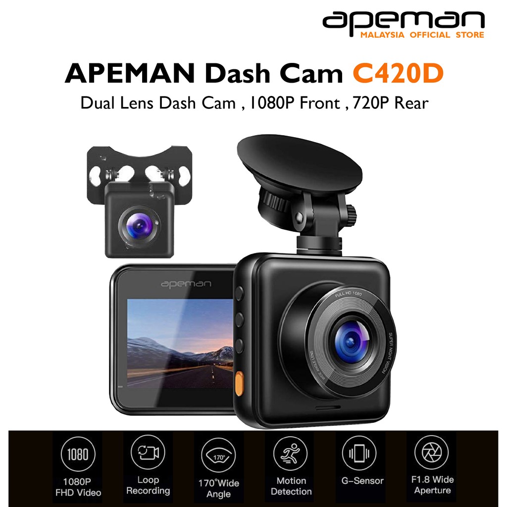 APEMAN C420D Dual Mini Dash Cam for Cars Front and Rear with Night ...