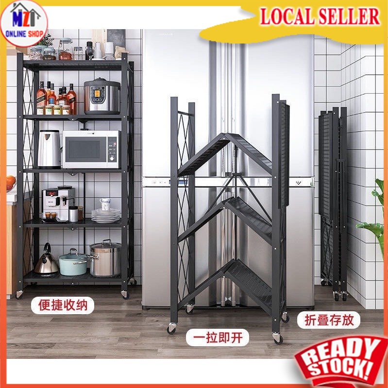 Foldable Storage Rack Kitchen Home 5 Tier / Rak Dapur 5 Tingkat ...